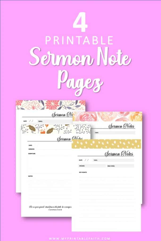 4 Printable Sermon Notes Pages - My Printable Faith