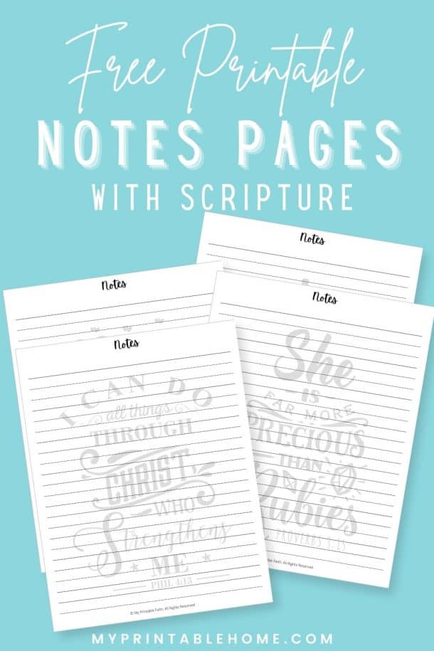 8 Printable Notes Pages with Scripture - My Printable Faith
