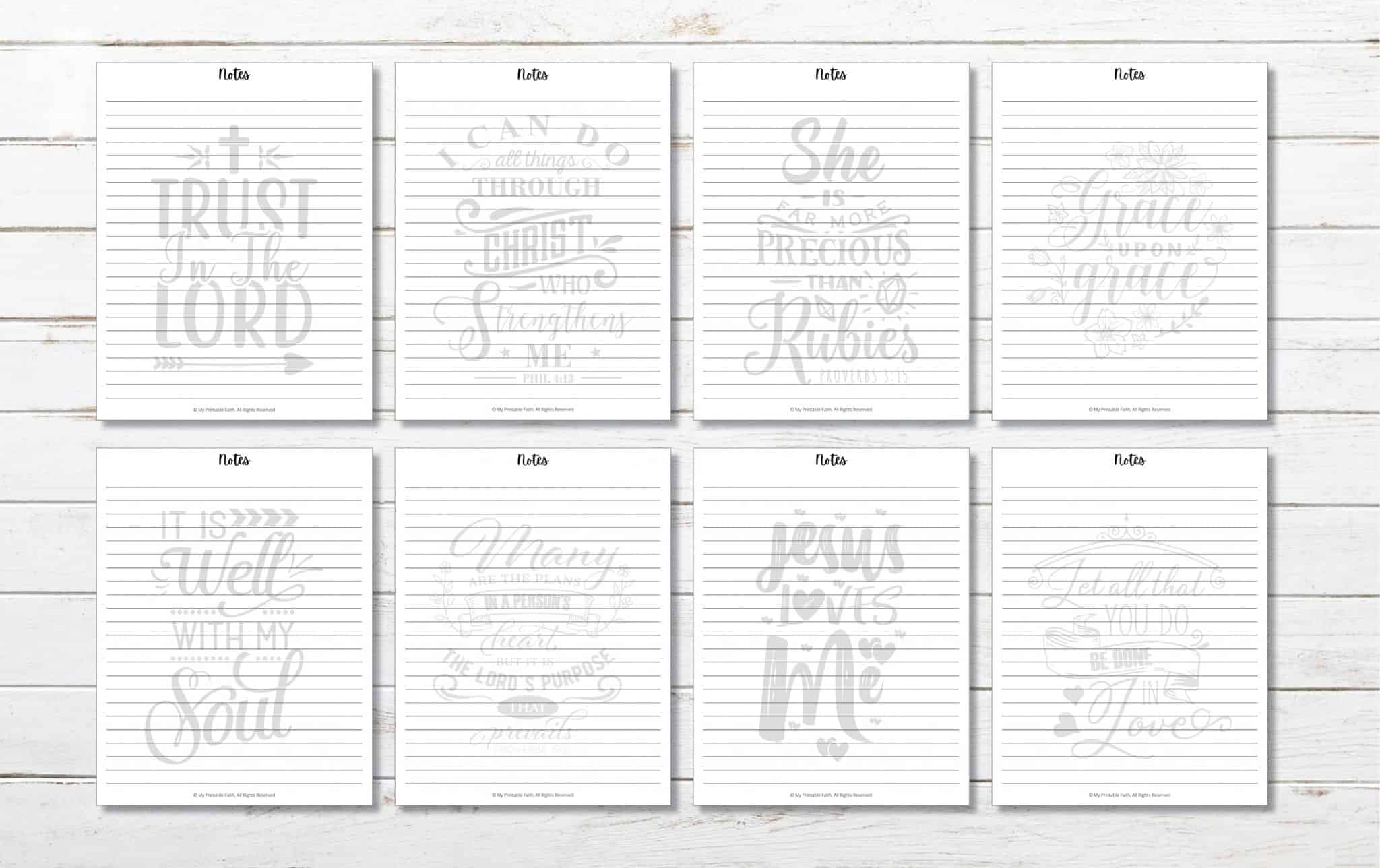 8 Printable Notes Pages with Scripture - My Printable Faith