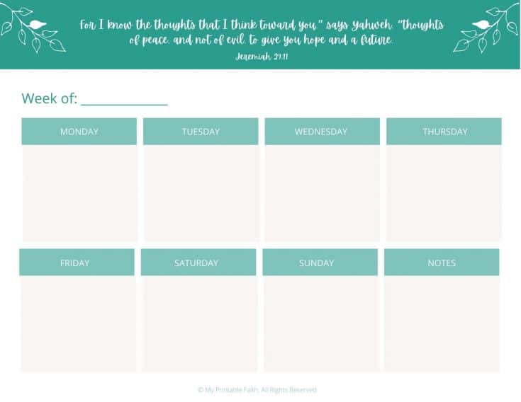 Printable Weekly Planner with Bible Verse - My Printable Faith
