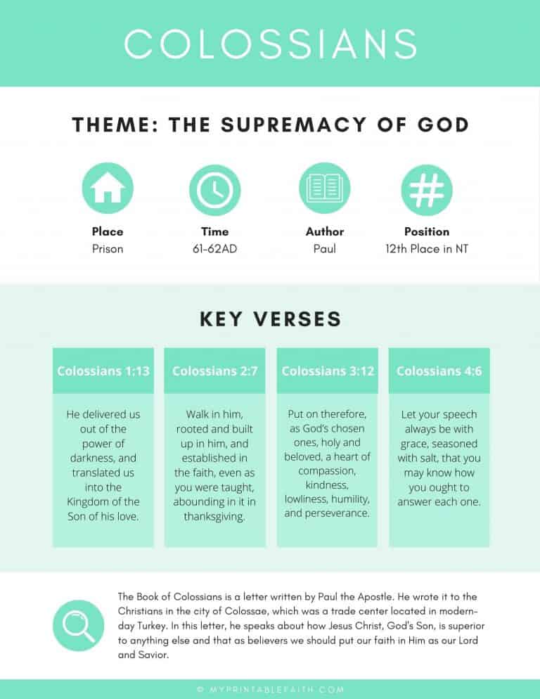 Overview of the Book of Colossians {Plus FREE Printable Chart} - My ...