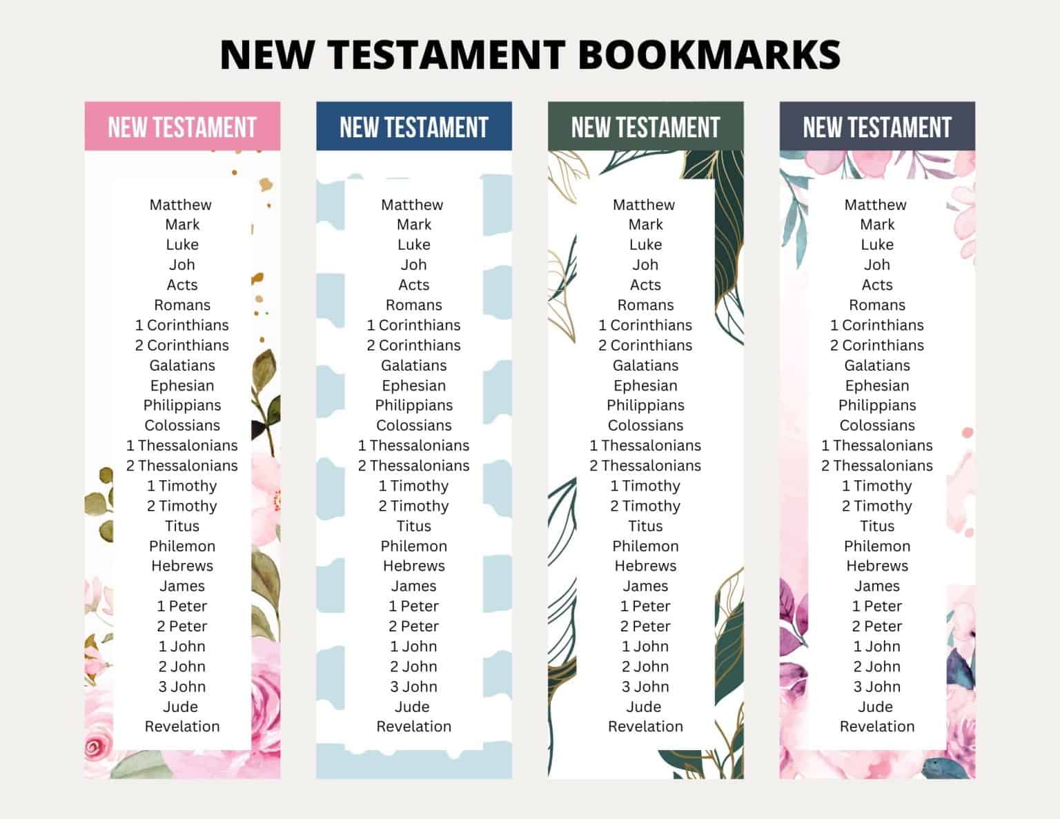 Printable Books of the Bible bookmarks - My Printable Faith